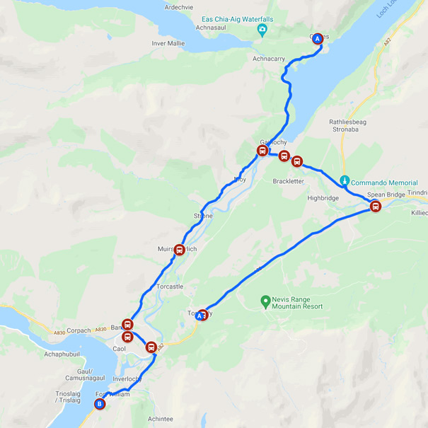 Gairlochy - Achnacarry - Fort William | Shiel Buses